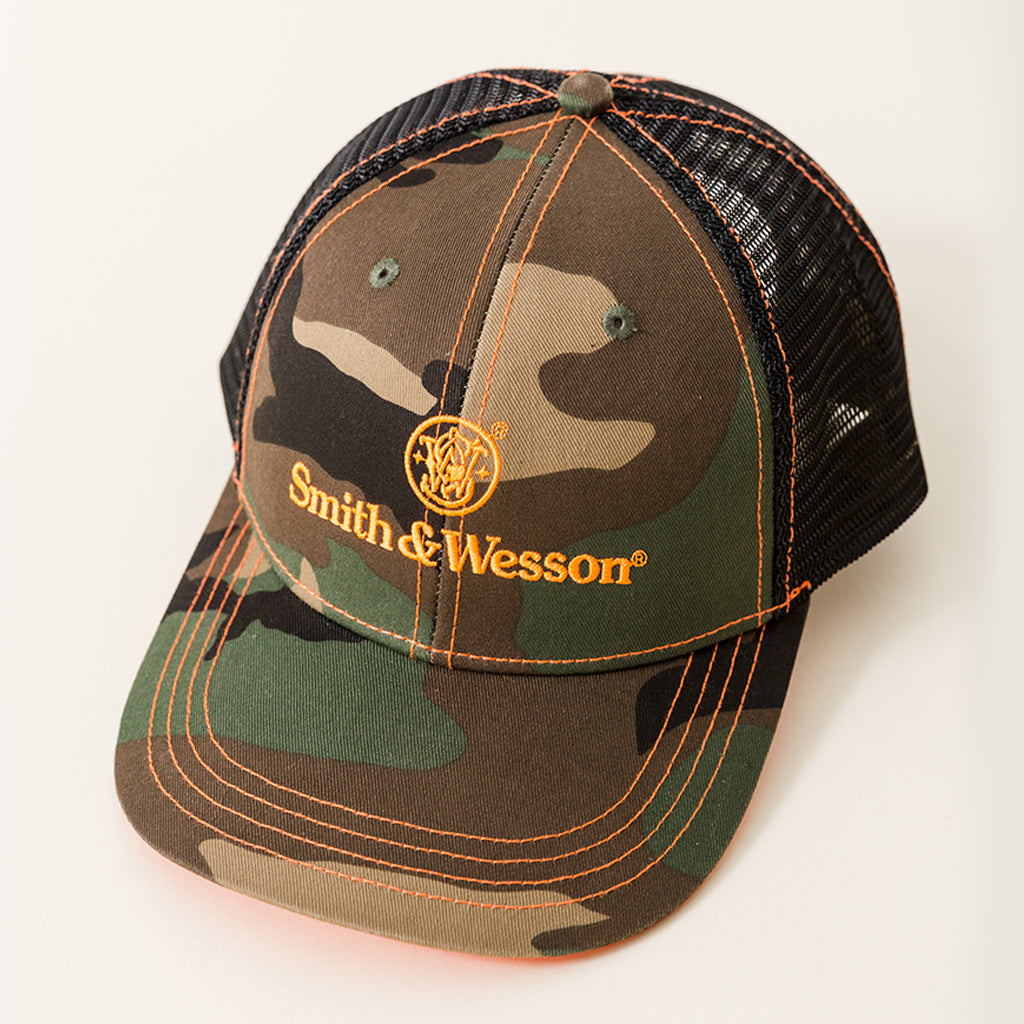 Smith & Wesson® Camo & Blaze Orange Trucker Cap